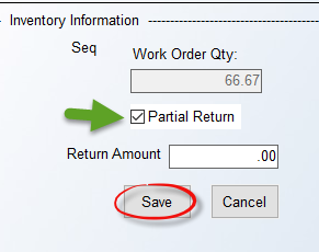 Return to Stock on Work Order and Irregular Returns