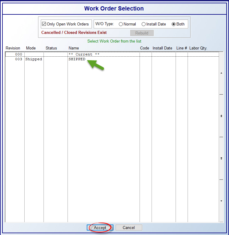 Cancelling Shipped Work Orders and Unstaging Work Orders